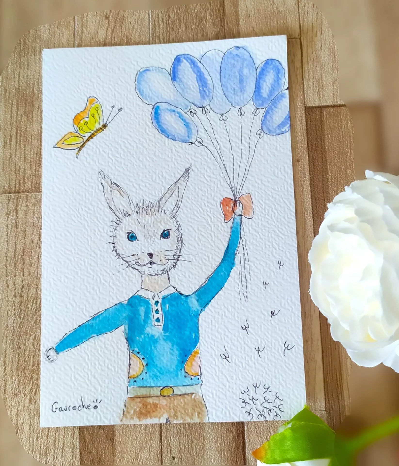 Boutique Gavroche Artisanat Corrézien Carte prénom Lapin Garçon